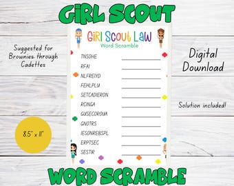 Girl Scout Law Word Search - Printable PDF - Etsy
