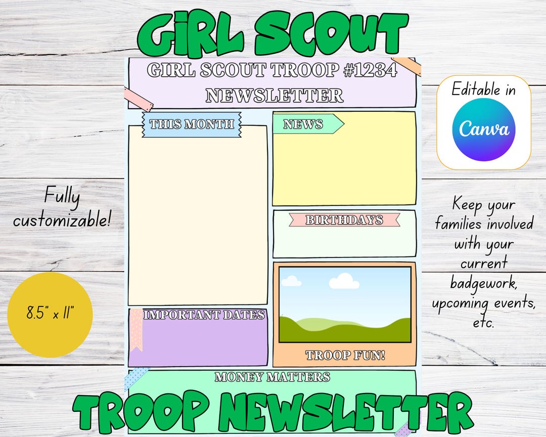 Editable Girl Scout Troop Newsletter Template | Digital Download for ...
