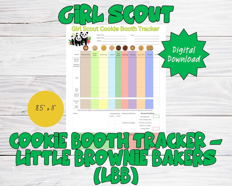 2025 Girl Scout Cookie Booth Tracker - Digital Download - Little ...