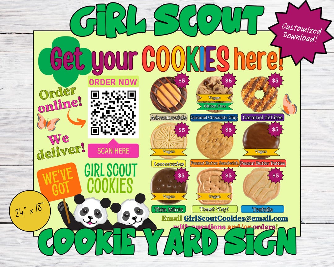 2025 Girl Scout Cookie Yard Sign Template - ABC Bakers - Etsy Canada