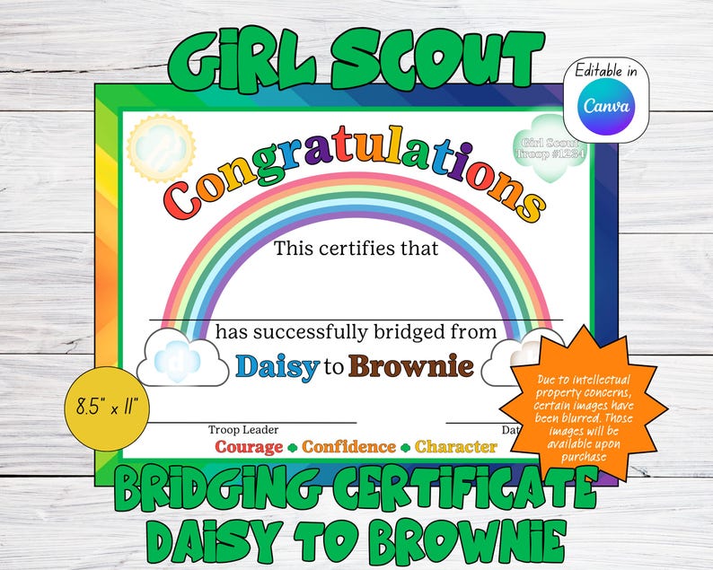 Girl Scout Bridging Certificate - Daisy to Brownie - Etsy