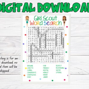 Girl Scout Law Word Search - Printable PDF - Etsy