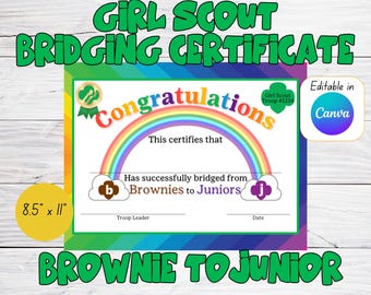 Girl Scout Bridging Certificate - Daisy to Brownie - Etsy