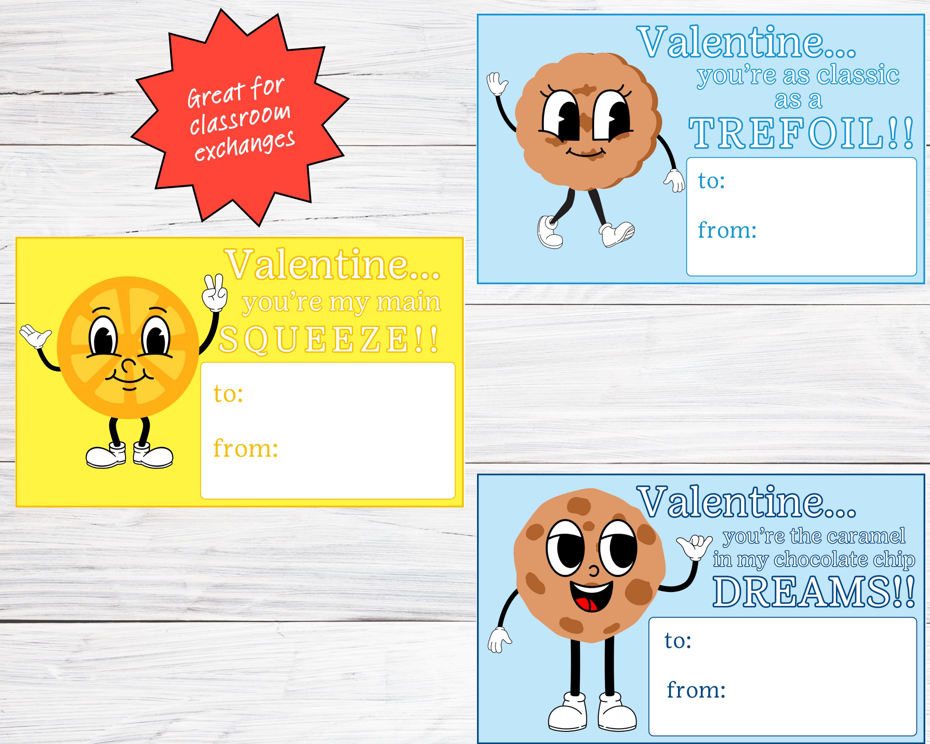 Printable Girl Scout Cookie Valentine's Day Exchange Cards - Etsy