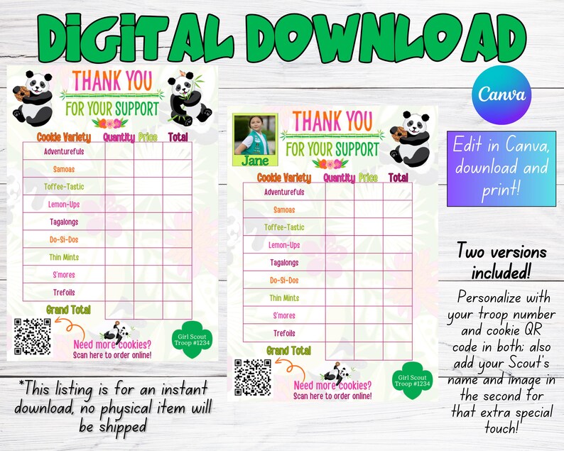 Girl Scout 2025 Cookie Program Order Thank You Receipt - Little Brownie ...