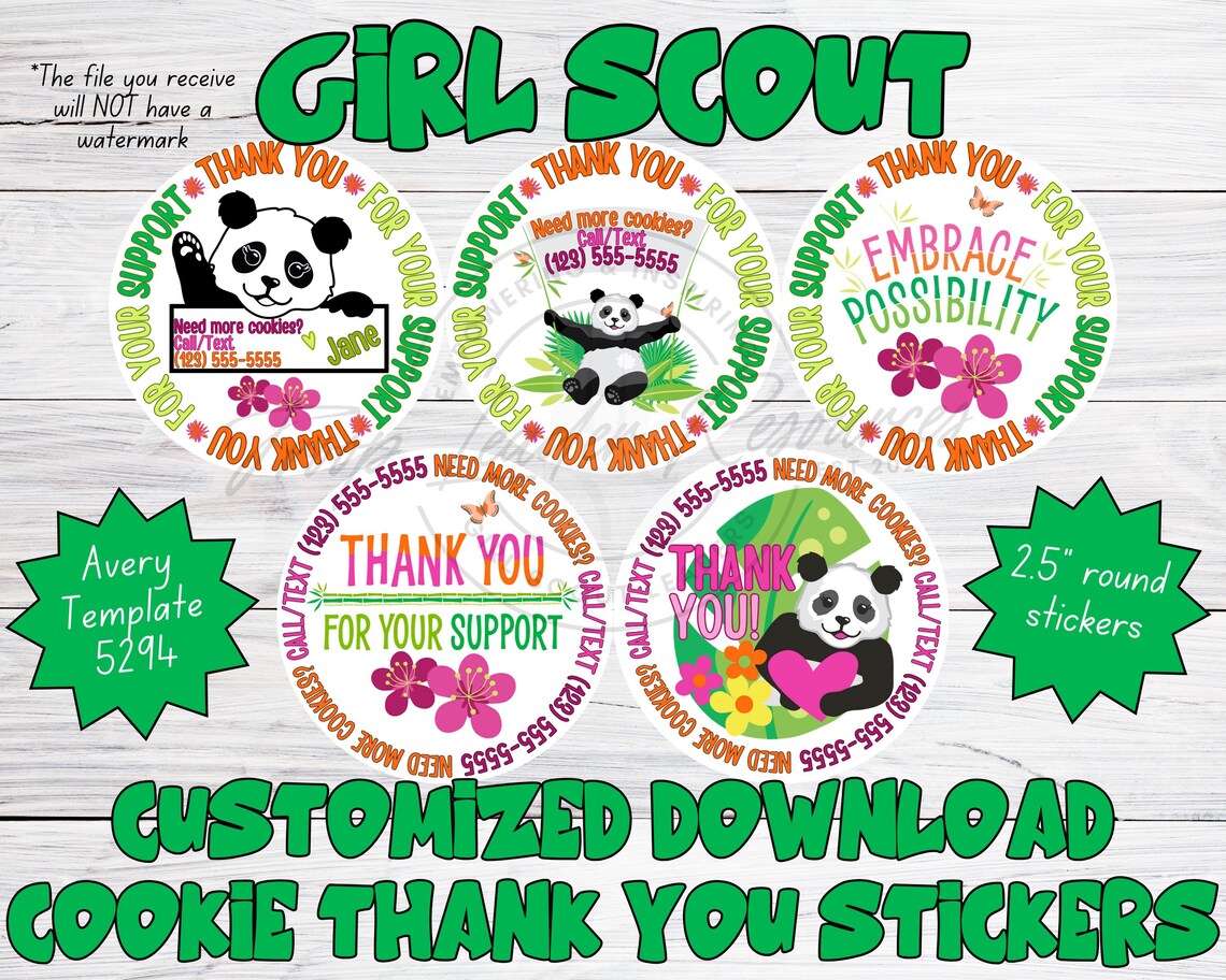 2025 Girl Scout Cookie Thank You Sticker - Customized Download - Etsy