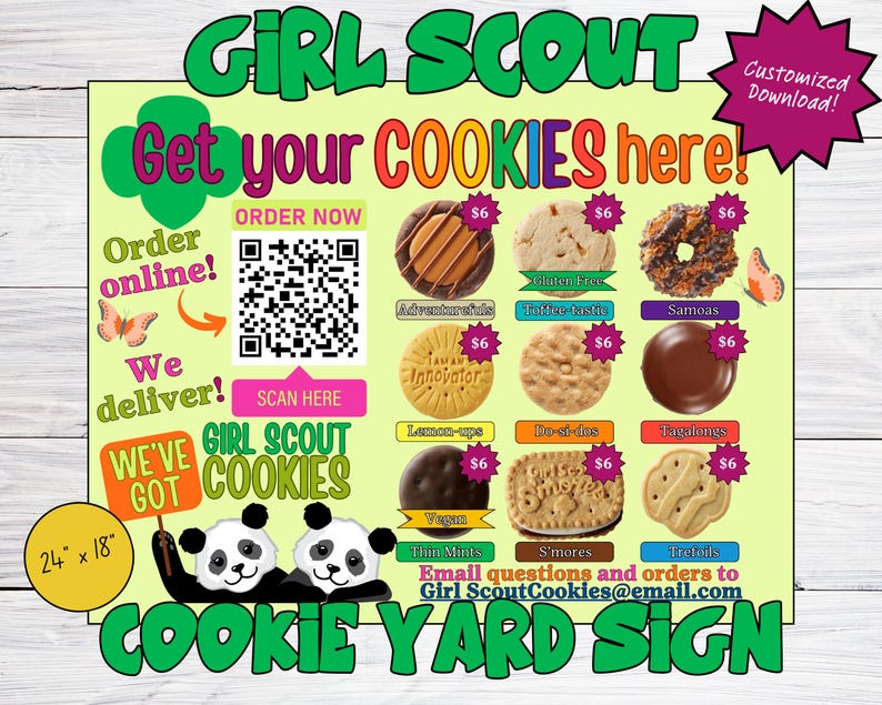 2025 Girl Scout Cookie Yard Sign Template - Little Brownie Bakers - Etsy