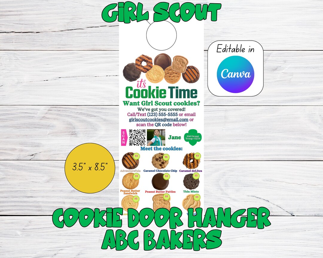 2025 Girl Scout Cookie Door Hanger - ABC - Digital Download - Editable ...
