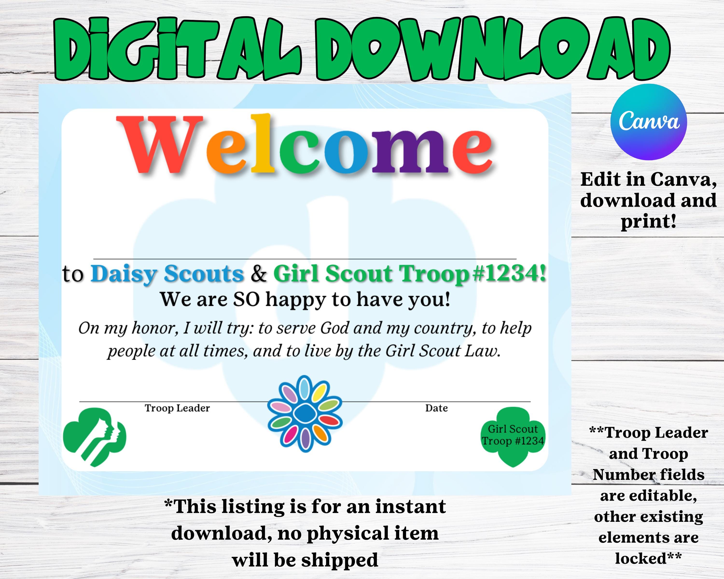 Girl Scout Daisy Troop Welcome Certificate - Etsy