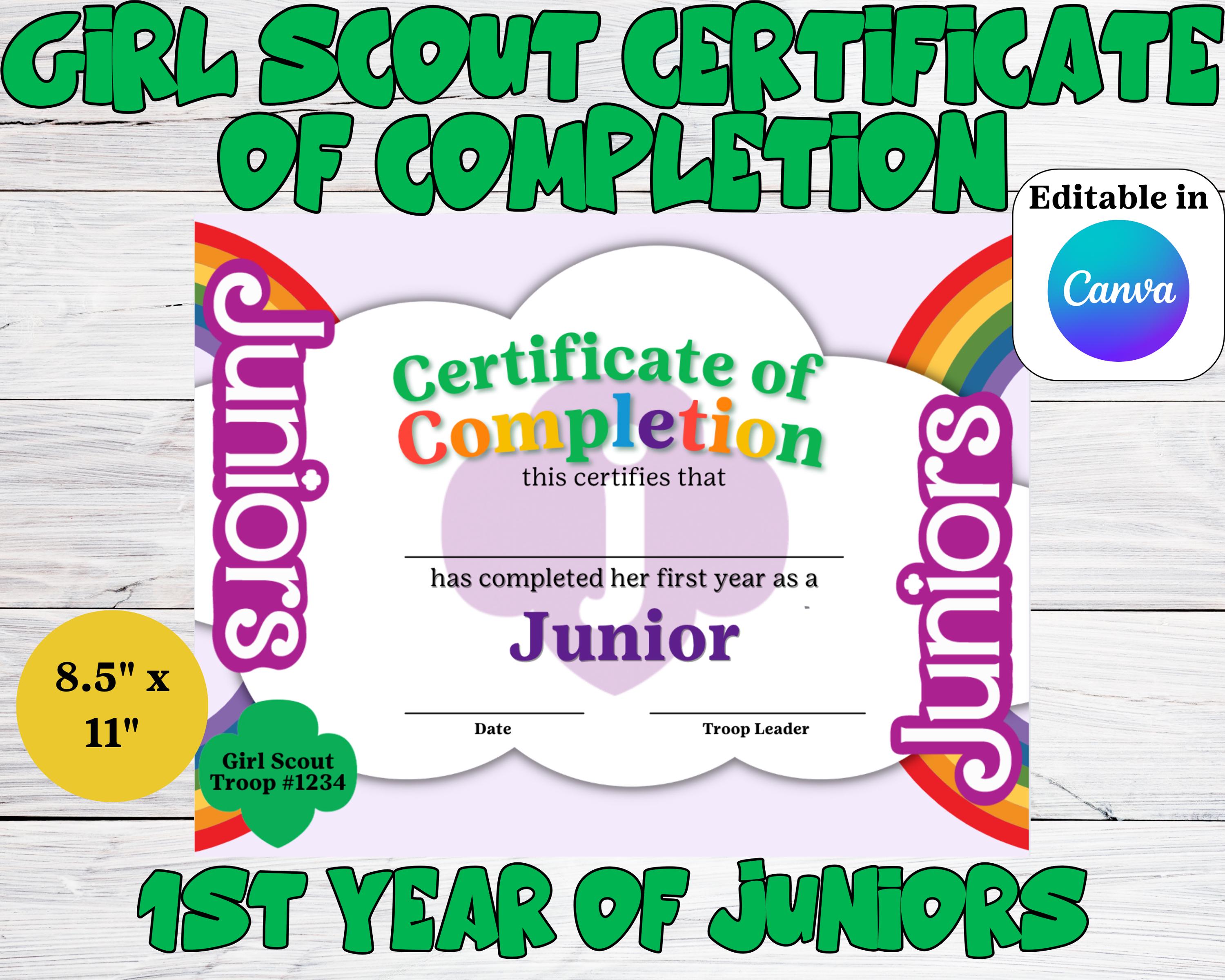 Girl Scout Junior Certificate Girl Scout Cookie Certificates And
