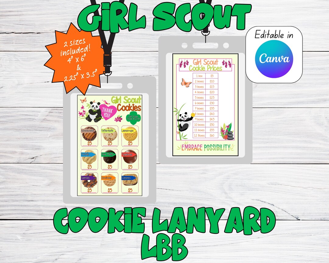 2025 Girl Scout Cookie Lanyard Insert – Editable Template [digital ...