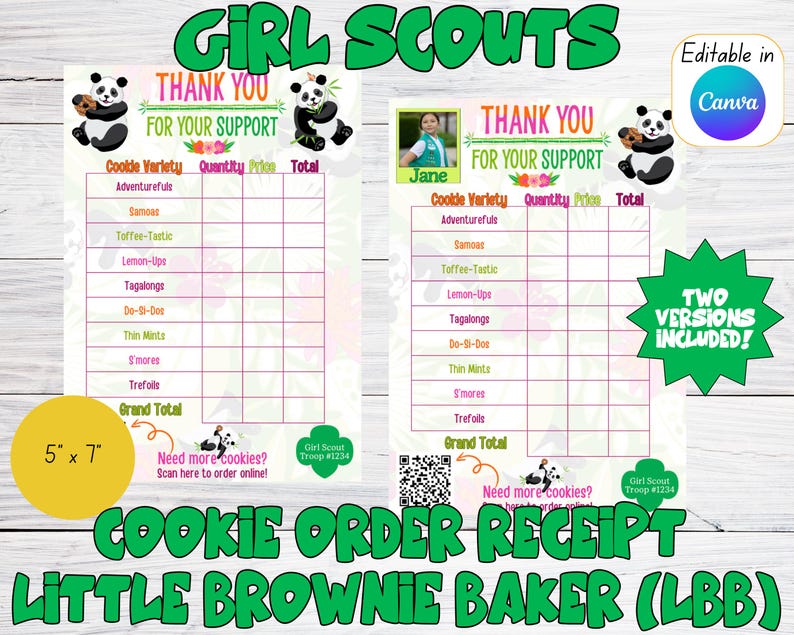 Girl Scout 2025 Cookie Program Order Thank You Receipt - Little Brownie ...
