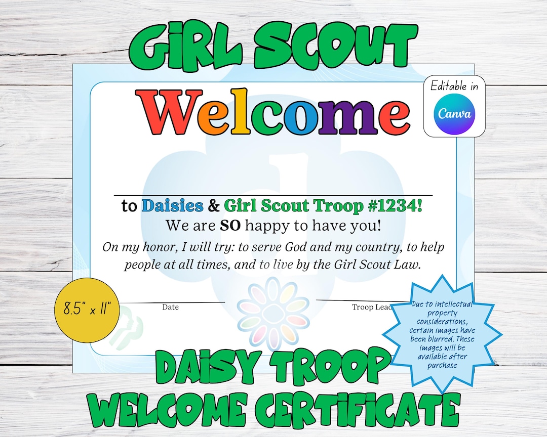 Girl Scout Daisy Troop Welcome Certificate - Etsy