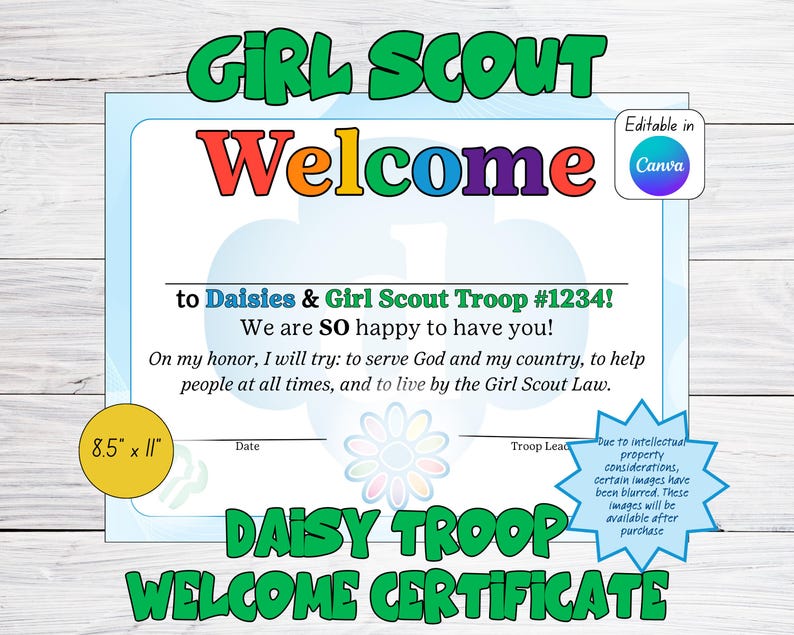 Girl Scout Daisy Troop Welcome Certificate - Etsy