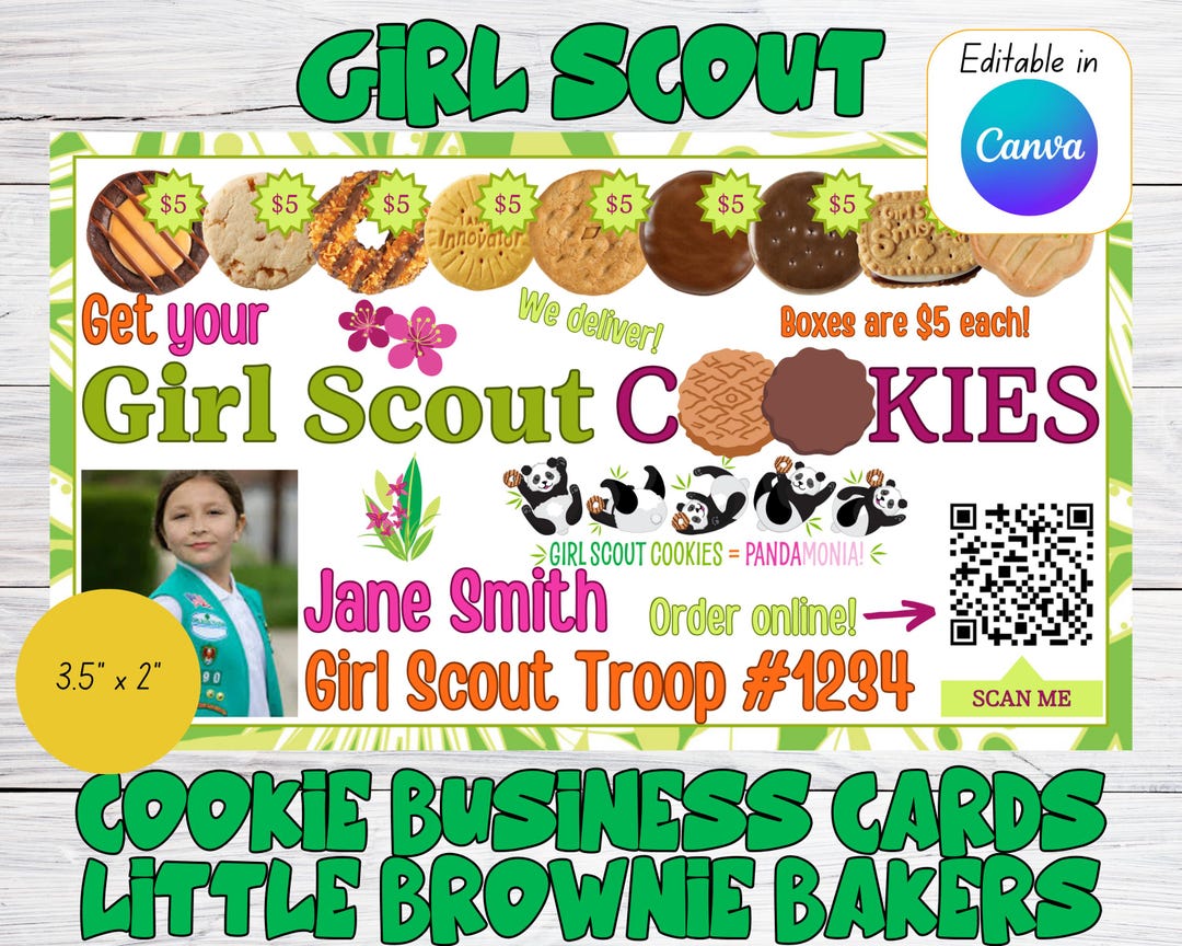 2025 Girl Scout Cookie Business Card – Fully Customizable! - Little ...