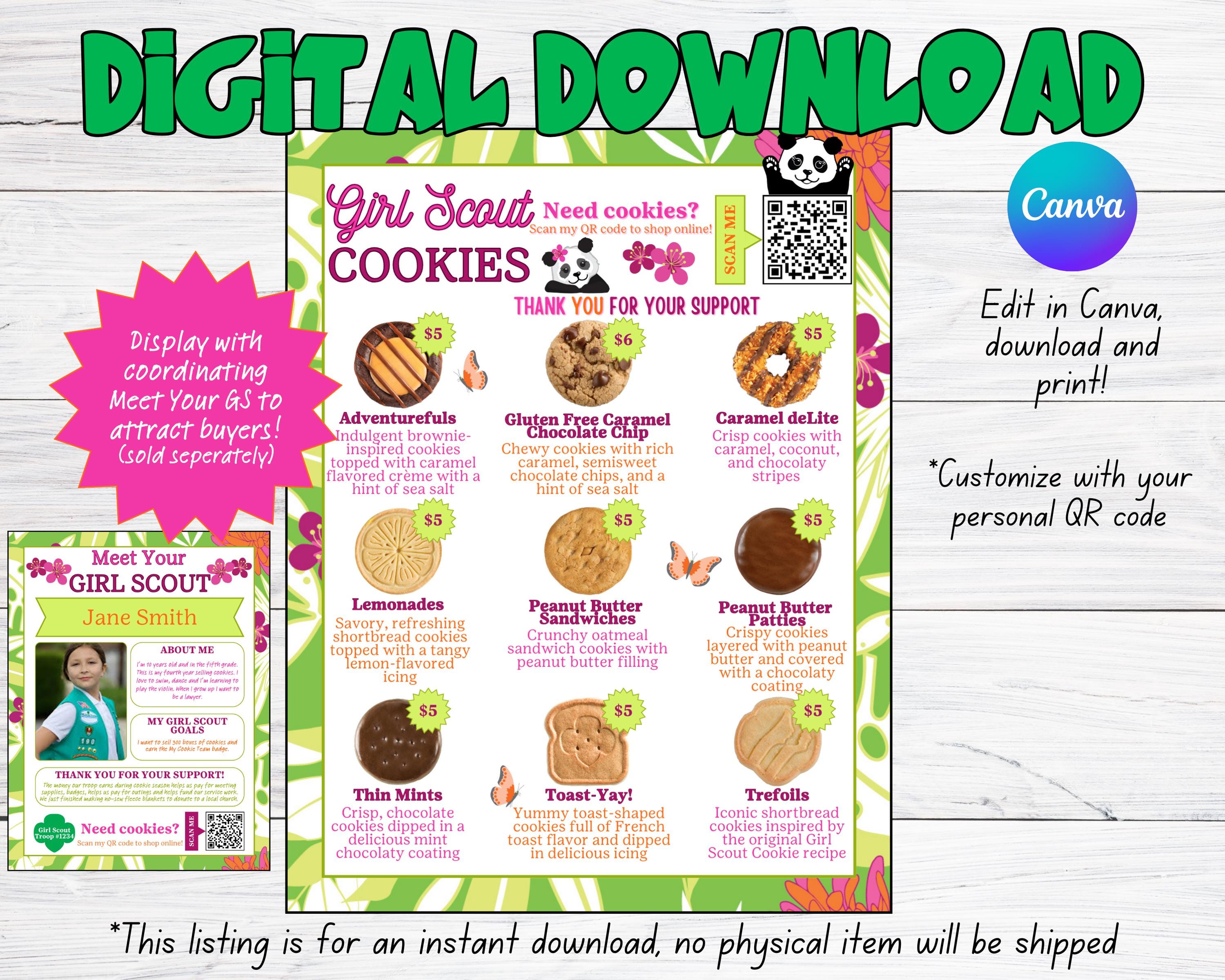 2025 Girl Scout Cookie Cookie Lineup Sales Flyer - ABC Bakers - Etsy