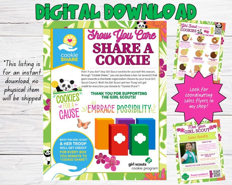 Girl Scout Cookie Share Flyer - Printable Digital Download - Etsy