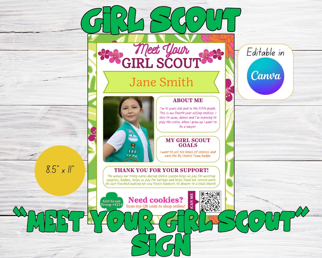 Buy 2025 Girl Scout Cookie Sale - Meet Your Girl Scout Sign Online in ...