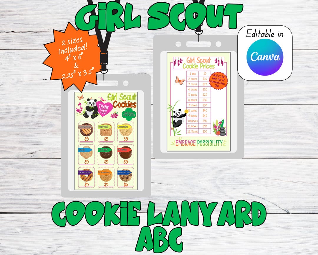 2025 Girl Scout Cookie Lanyard Insert – Editable Template [digital ...