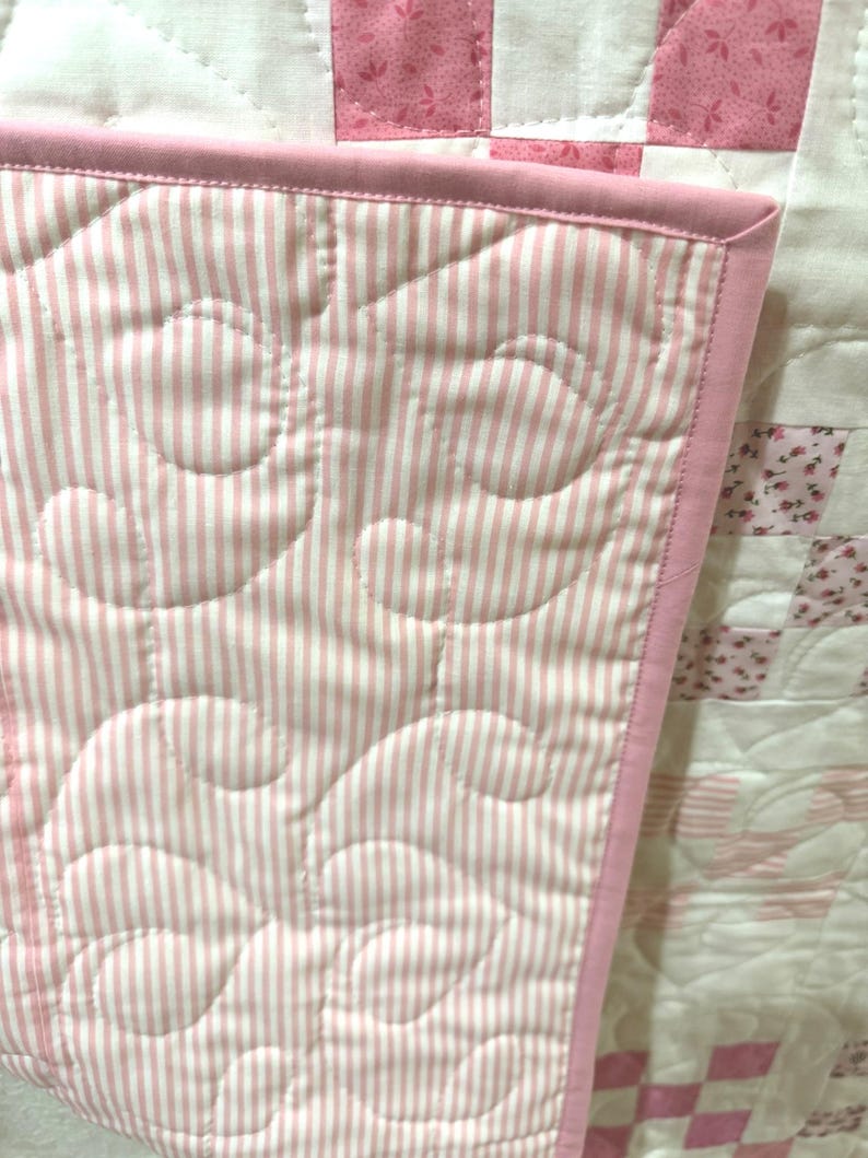 Baby Crib Size Quilt. 46" X 46", Scrappy Pink & White. - Etsy