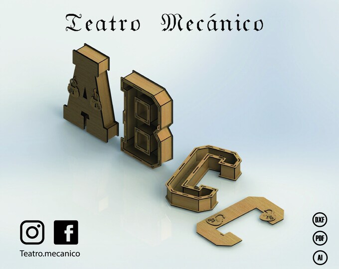 ABECEDARIO 3D 30cm - Para corte laser (DXF) Vector - Etsy México