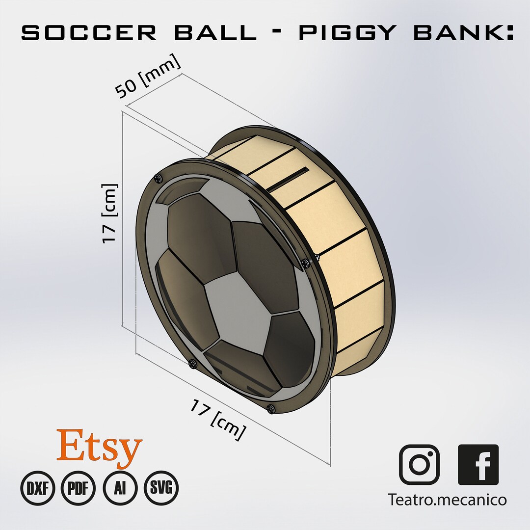 Soccer Ball - Piggy Bank - File for Laser Cut - CNC Vector File ...