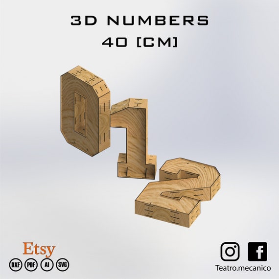 3D Numbers 40 cm to High / Marquee Letter for Laser Cut - Etsy