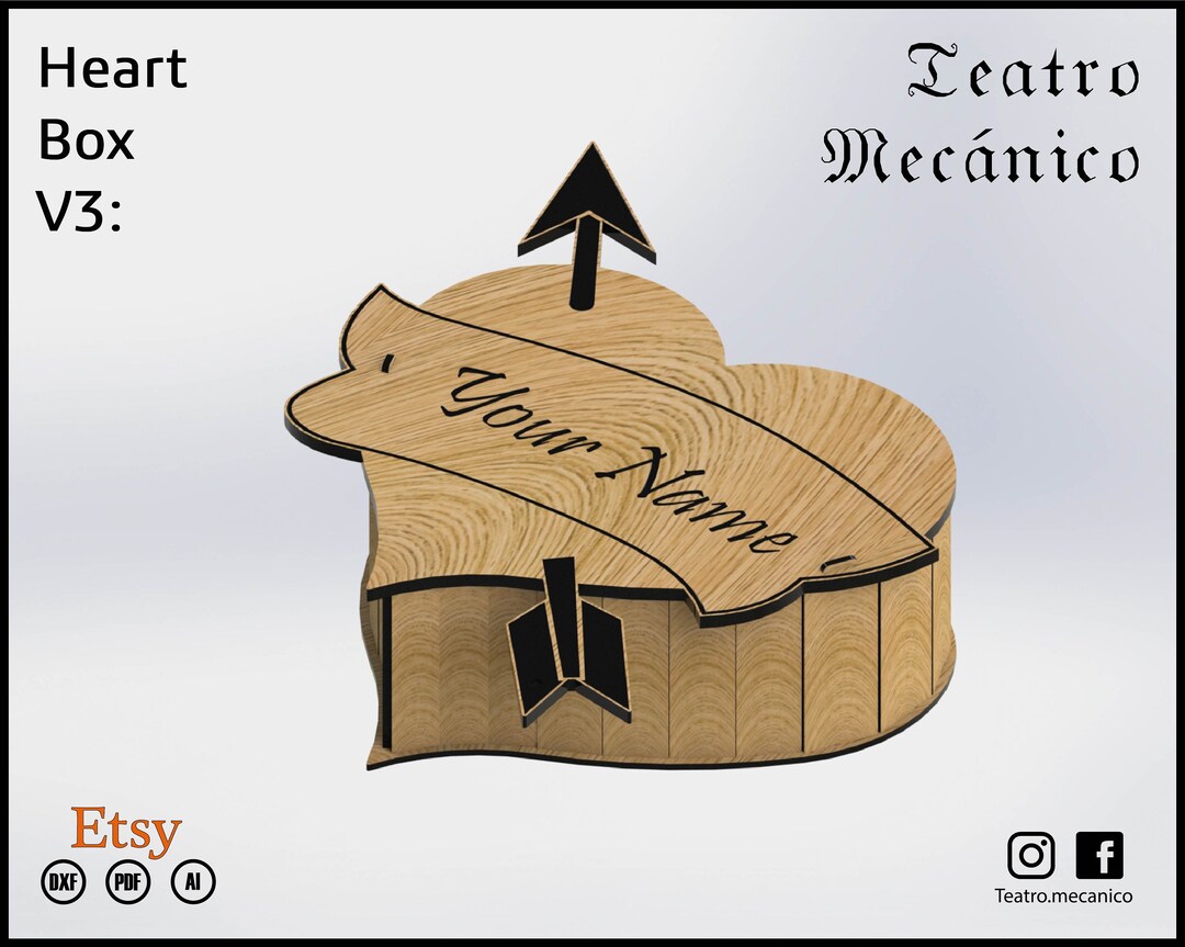 Heart Box V3 - Gift Box for Laser Cut - Cnc Files (DXF) Vector ...