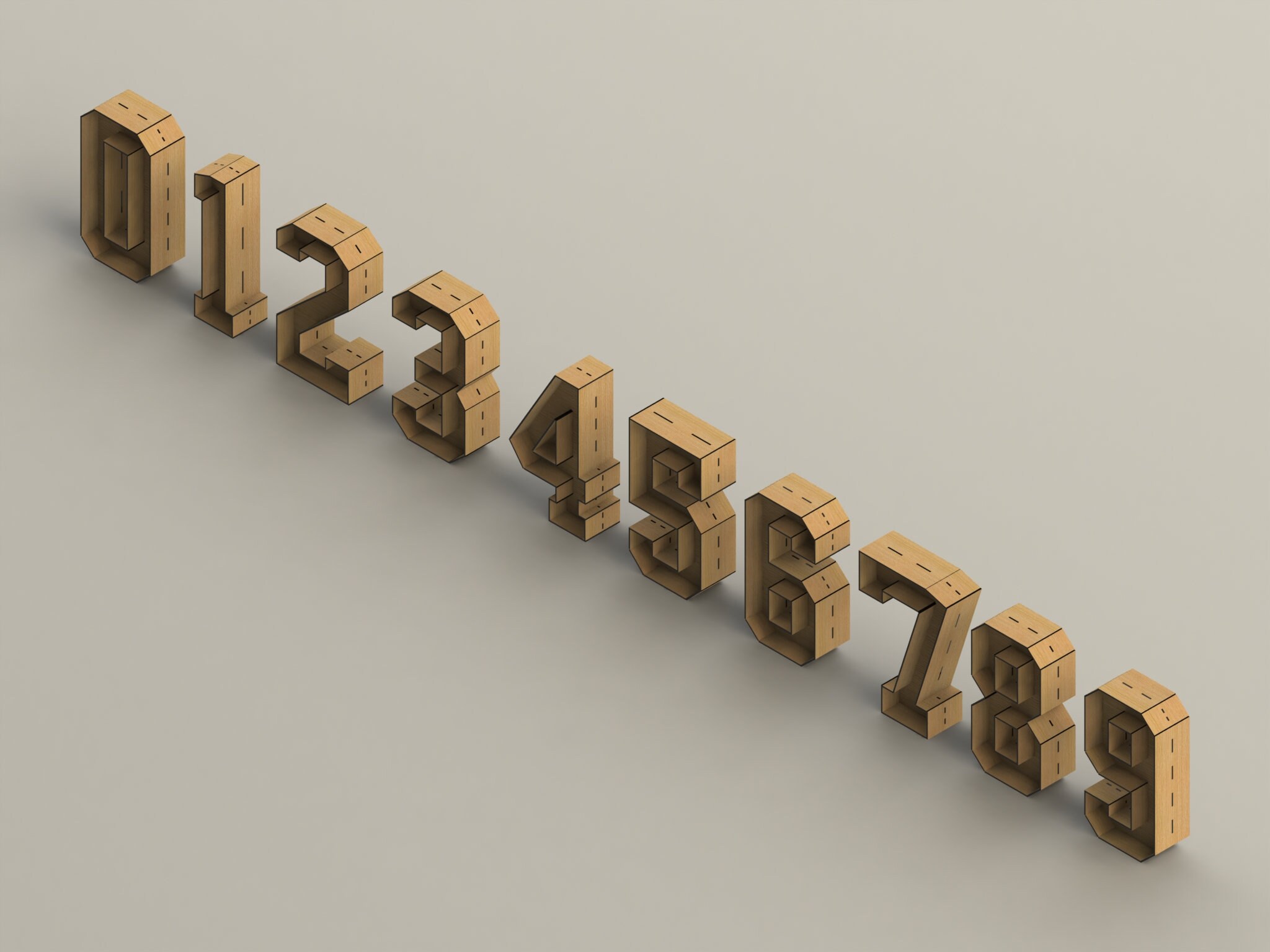 3D Numbers for laser cut cnc files DXF Vector Digital - Etsy España
