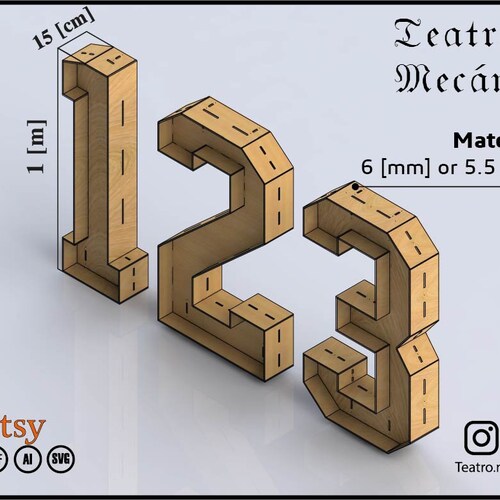 3D Numbers 1 Meter to High for Laser Cut Cnc Files DXF - Etsy