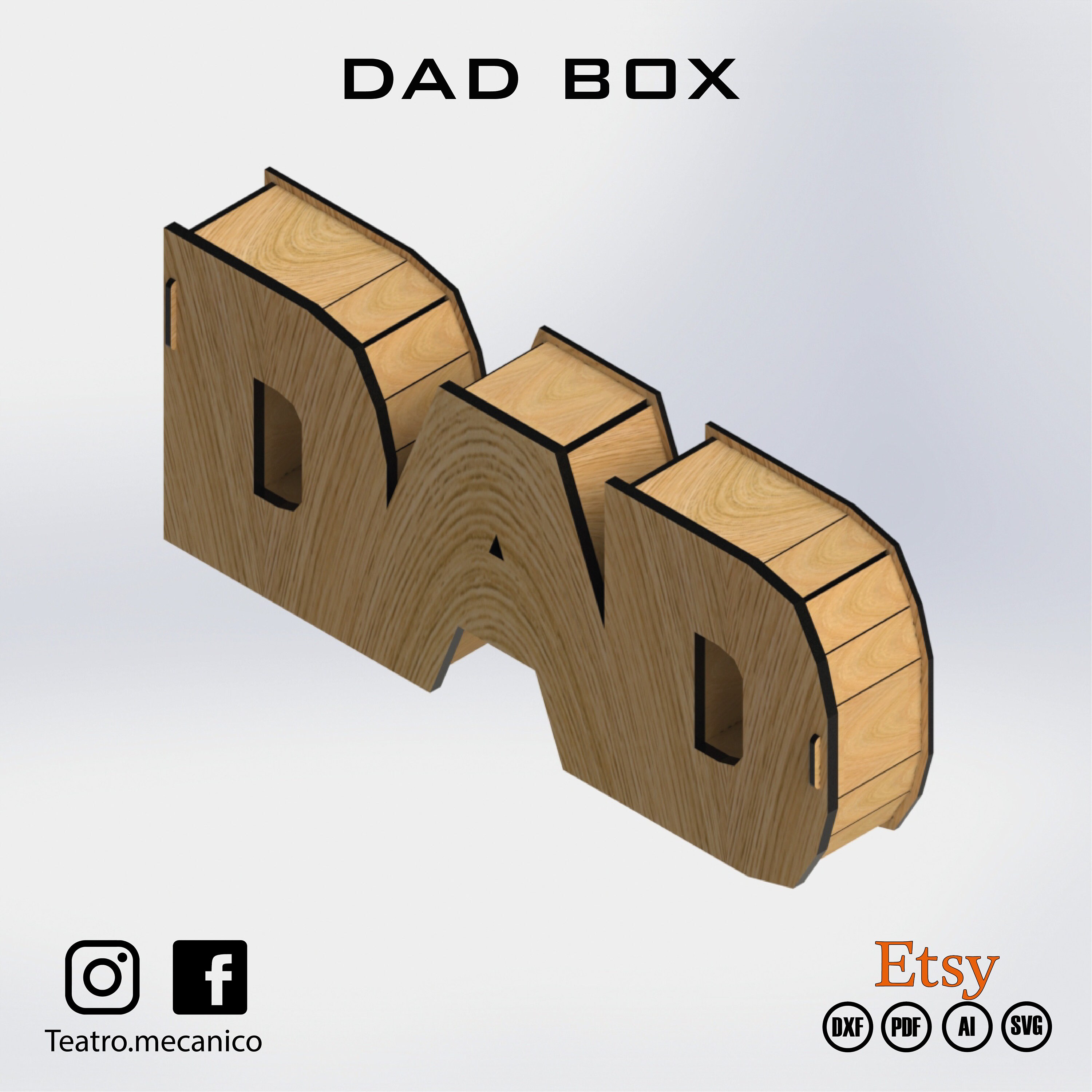 DAD BOX Gift Box for laser cut cnc files DXF Vector - Etsy España