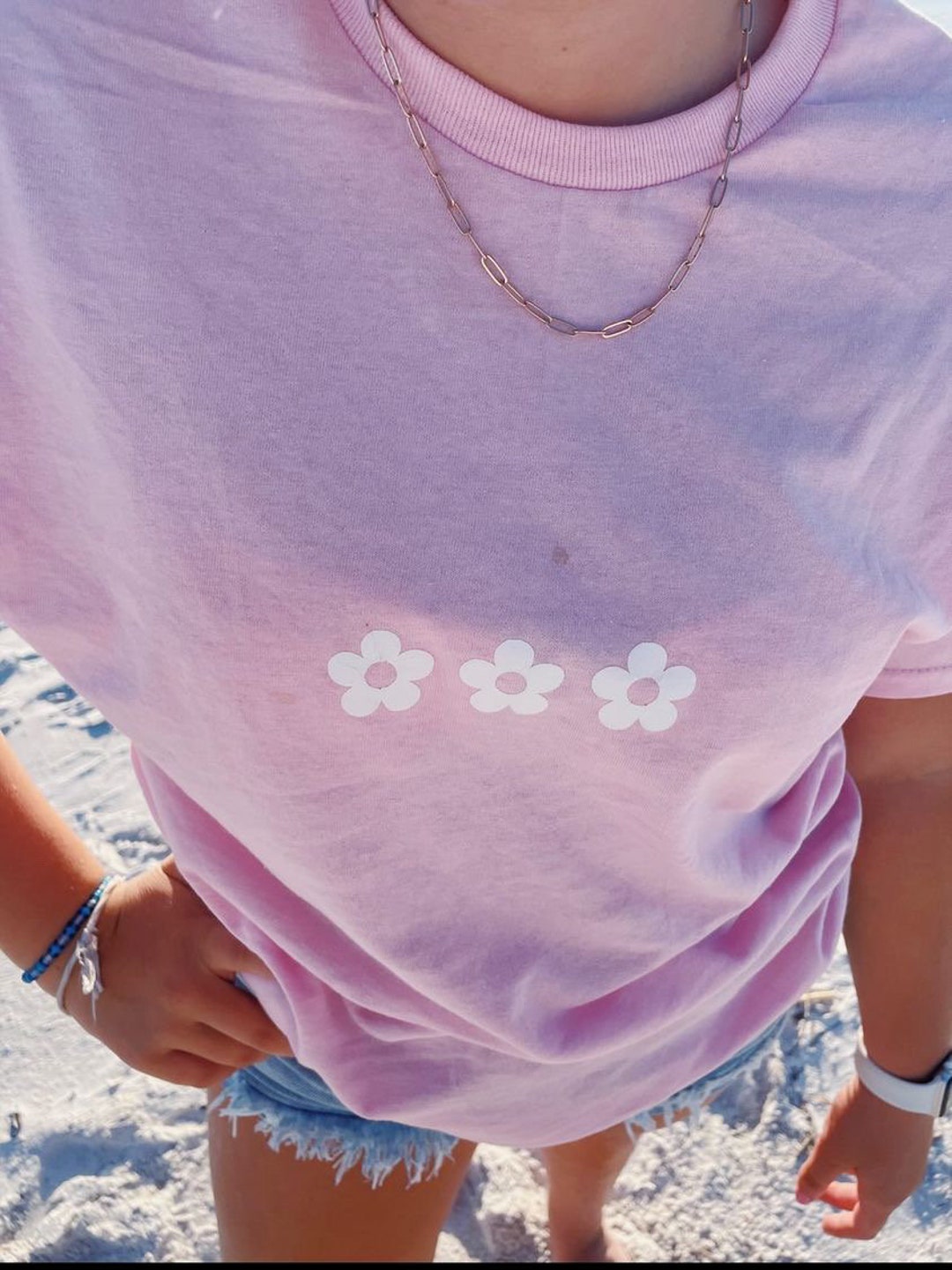 3 Flower Graphic Tee, Pink T-shirt With Front and Back Design, Have a ...