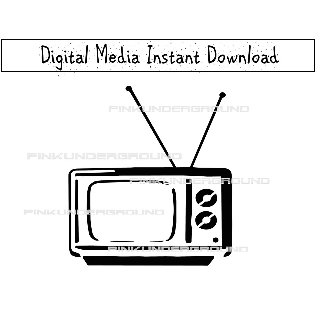 Tv Television Vector Antenna Artwork SVG Instant Download Graphic PNG ...