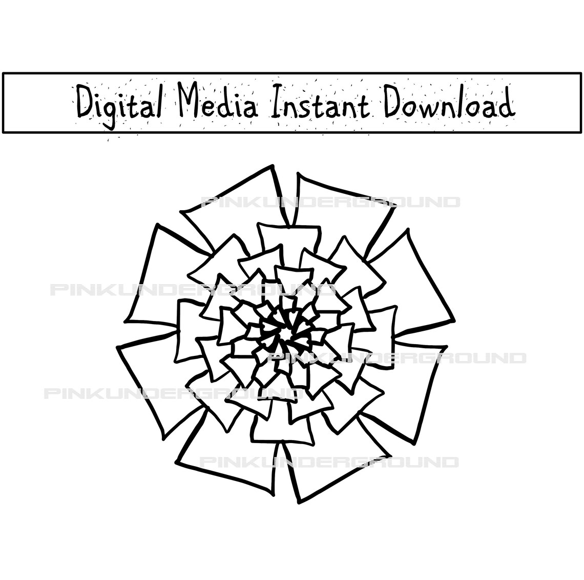 Flower Floral Spiral Vector Artwork SVG Instant Download Graphic PNG ...