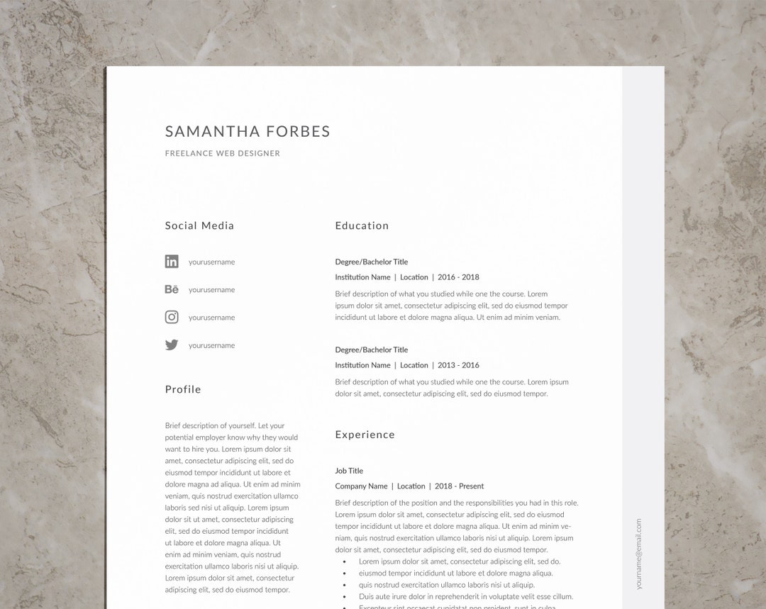 Modern Resume Template Word, 2 Page Resume, Simple CV Template ...