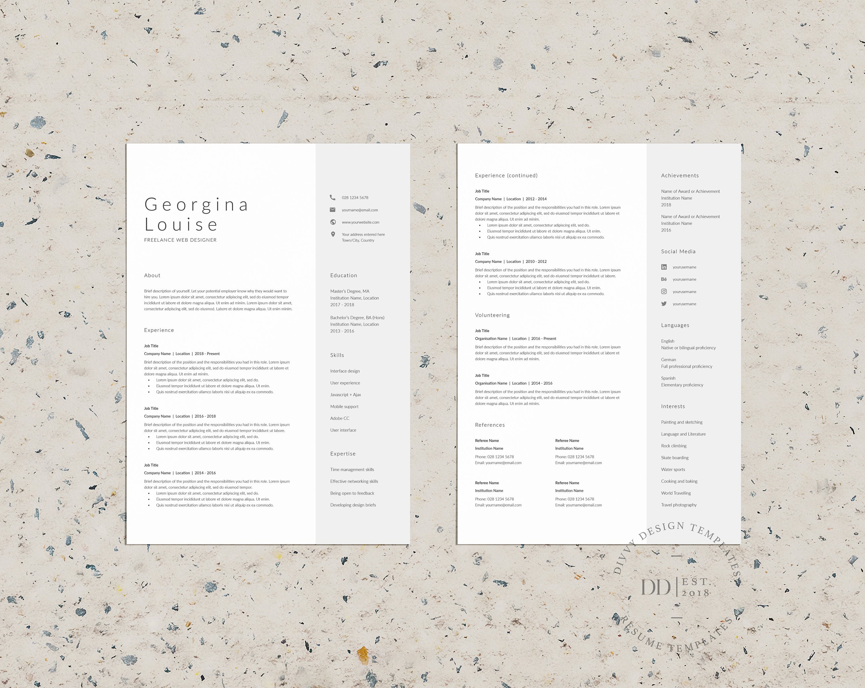 Professional Resume Template Modern CV and Cover Letter Template for ...