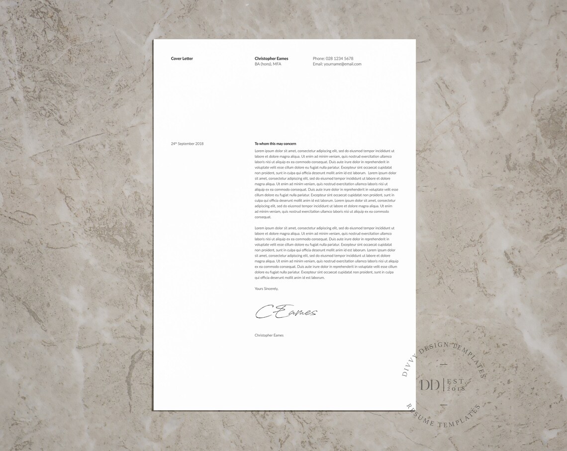 Professional CV Template and Cover Letter Resume Template for - Etsy