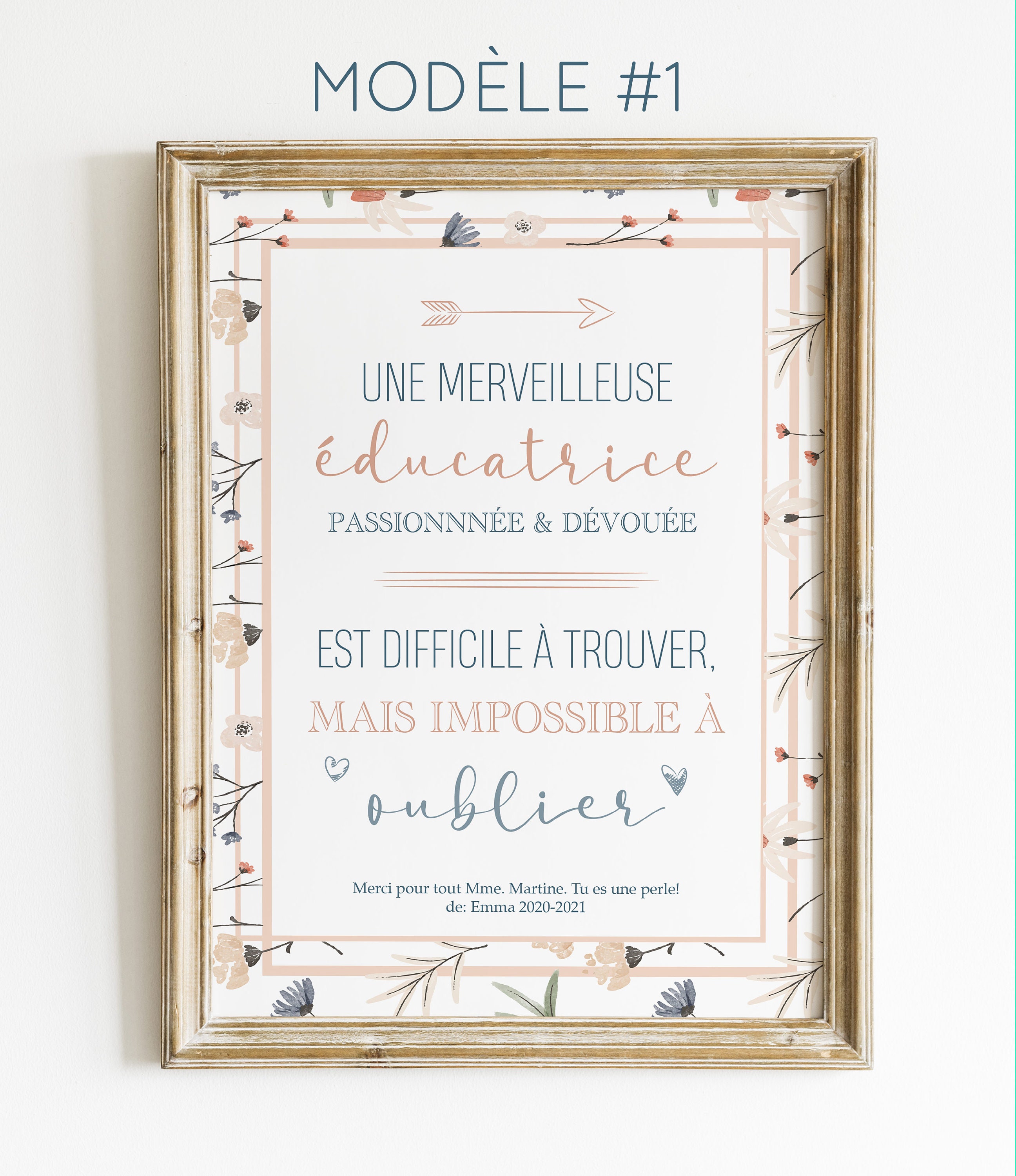 Affiche imprimable numérique remerciement cadeau éducatrice enseignante ...