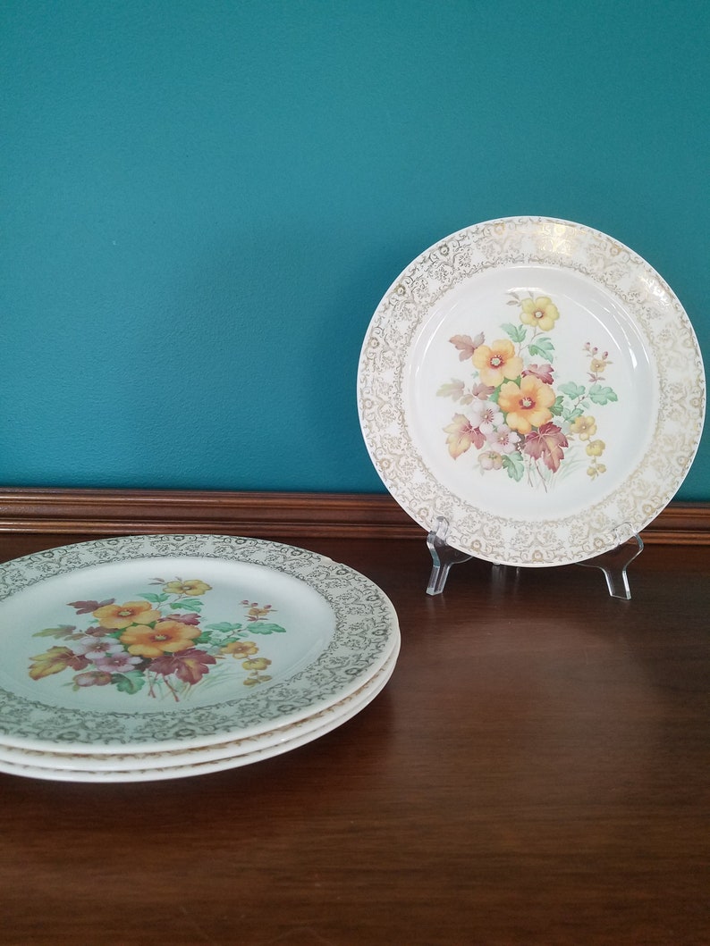Set of Autumn Dalton China Dinner Plates by Royal China Inc. - Etsy