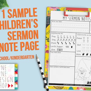 Sermon Notes for Kids. Preschool. Kindergartern. PDF Printable. Instant ...
