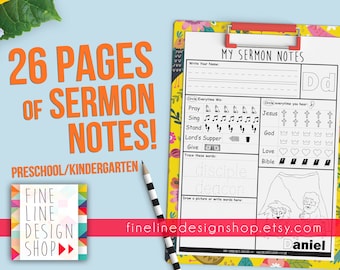 Sermon Notes for Kids. Preschool. Kindergartern. PDF Printable. Instant ...