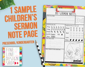 Sermon Notes for Kids. Preschool. PDF Printable. Instant Download ...