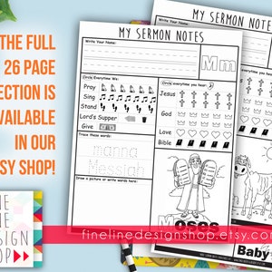 Sermon Notes for Kids. Preschool. Kindergartern. PDF Printable. Instant ...