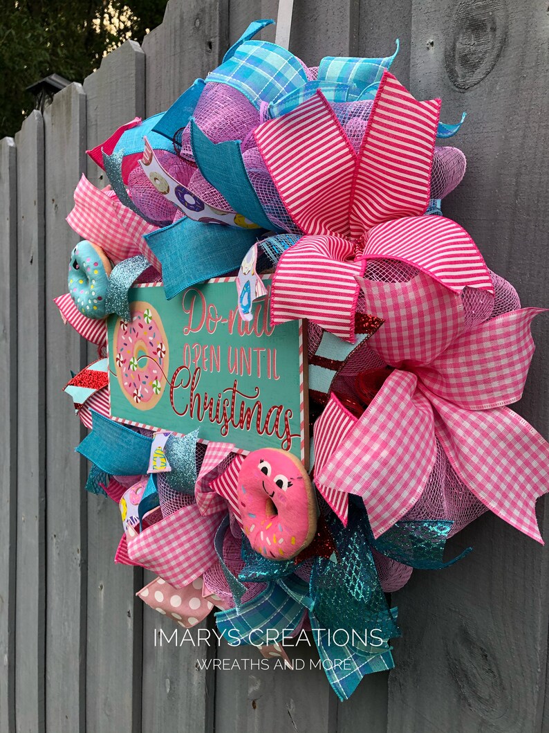 Whimsical Christmas Donut Wreath, Candy and Donut Theme Christmas ...