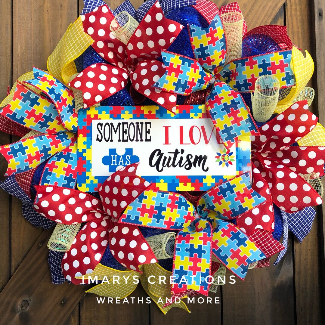 Autism Awareness Wreath /autism Wreath / Home Decor / Front Door Wreath ...
