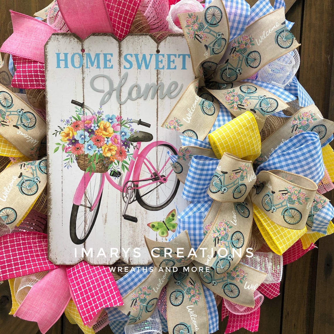 Welcome Wreath Welcome Bicycle Wreath Everyday Wreath - Etsy