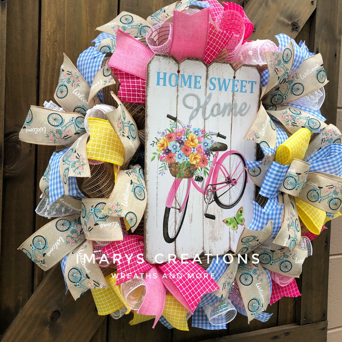 Welcome Wreath Welcome Bicycle Wreath Everyday Wreath - Etsy