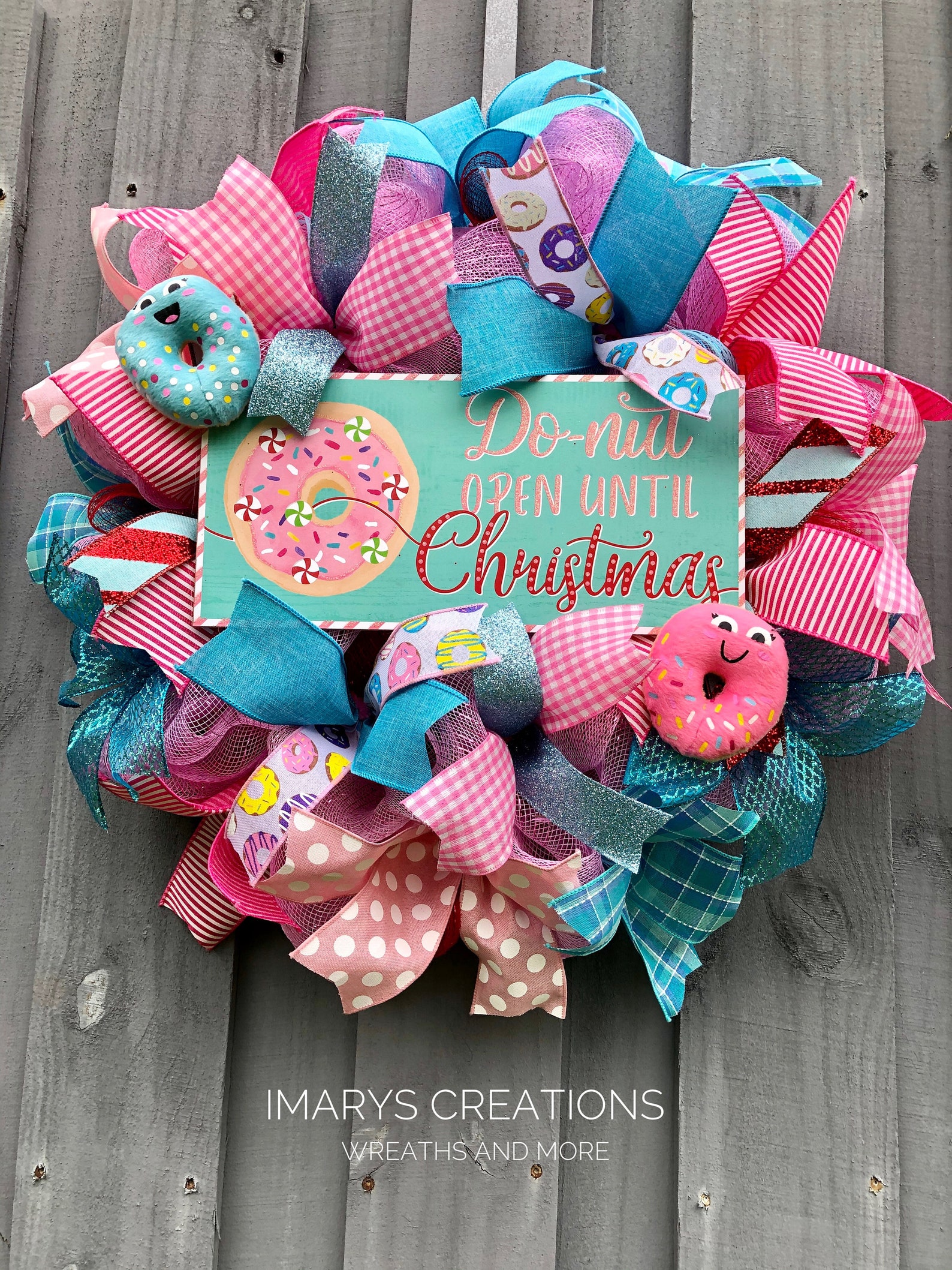 Whimsical Christmas Donut Wreath, Candy and Donut Theme Christmas ...