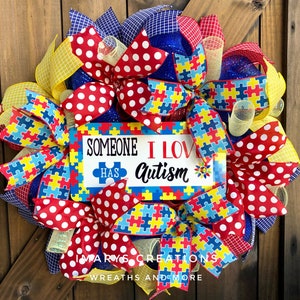 Autism Awareness Wreath /autism Wreath / Home Decor / Front Door Wreath ...