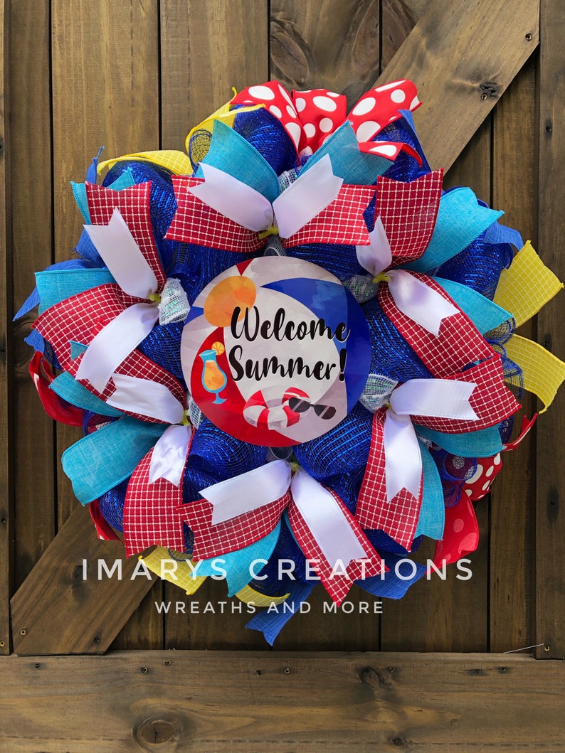 Beach Ball Decor Pool Party Wreath Beach Ball Wreath Pool | Etsy